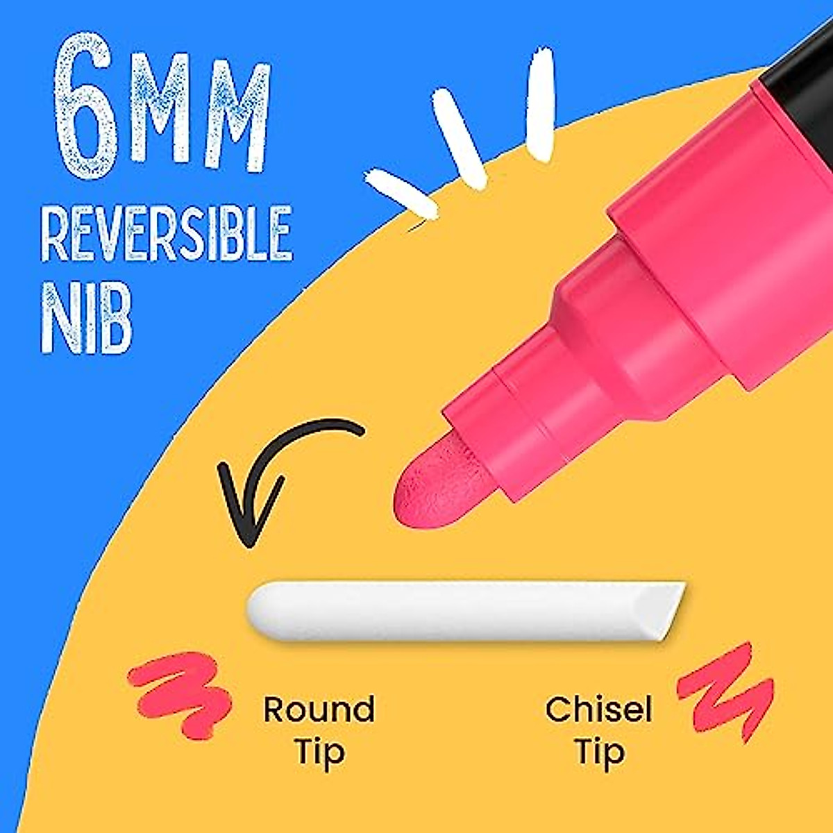 Chalkola Liquid Chalk Markers & Metallic Colors Pack of 16 Chalk Pens - For Chalkboard, Blackboards, Window, Glass, Bistro | 6mm Reversible Bullet & Chisel Tip Erasable Ink