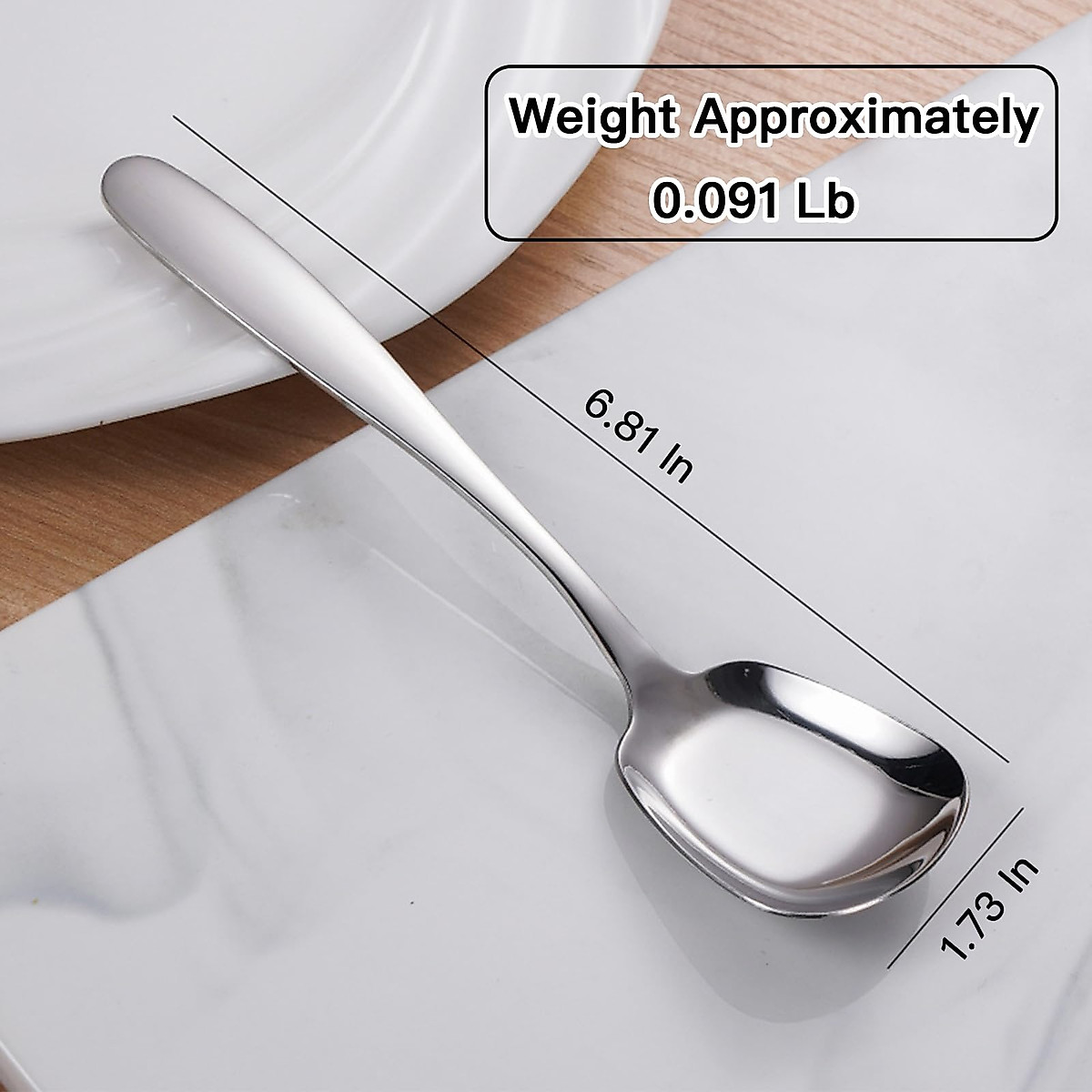 4PCS Square Head Spoons, Korean Style Square Dessert Spoons, Square Spoons, 7 inch Thick Stainless Steel Yogurt SpoonSet for Soup Party Serving