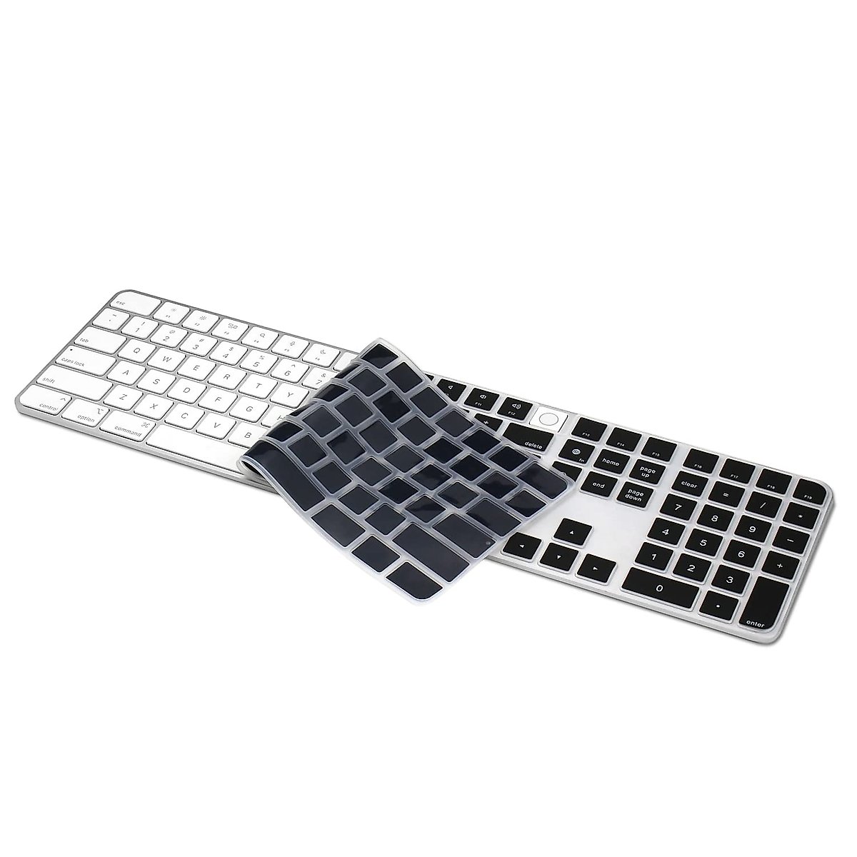 ProElife Ultra Thin Silicone Keyboard Cover Skin for 2023-2021 Magic Keyboard with Touch ID and Numeric Keypad Model-A2520 U.S Enter Protector (3 Keys ON The Left of The Space BAR) (Black)