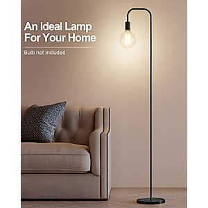 Oneach Black Floor Lamp 63.75" Industrial Floor Lamp, On/Off Footswitch,Modern Floor Lamp for Living Room Bedroom Reading Office Metal Minimalist Standing Lamp Tall Pole Lamps