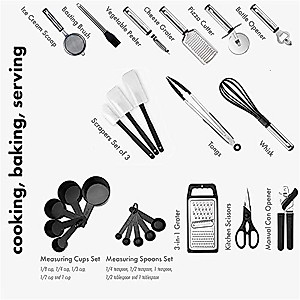 YNAGRUI Kitchen Utensil Set 40-Piece Cooking Utensils Nylon and Stainless Steel Utensil Set Nonstick Spatula Set Cooking Tool Set Gift
