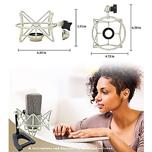 TLM 103 Shock Mount - Microphone Mount Compatible for Neumann TLM 103 M147 Condenser Mic by SUUNTOK,Silver