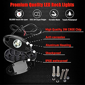 6 Pods LED Rock Lights, Ampper Waterproof LED Neon Underglow Light for Car Truck ATV UTV SUV Offroad Boat Underbody Glow Trail Rig Lamp (Green)