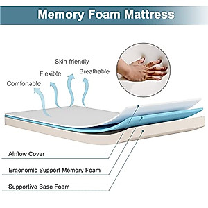 Giantex Folding Bed with Mattress, Rollaway Guest Bed w/ 4 Inch Memory Foam Mattress, Sturdy Metal Frame, Portable Sleeper Bed Cot Size Easy to Store, Foldable Bed for Adults, Made in Italy