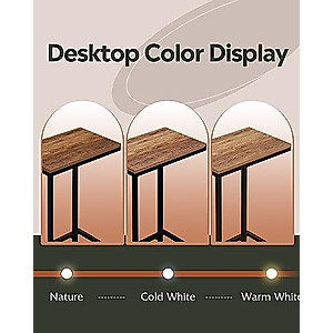 WLIVE Side Table, C Shaped End Table for Couch, Sofa and Bed, Large Desktop C Table for Living Room, Bedroom, Brown