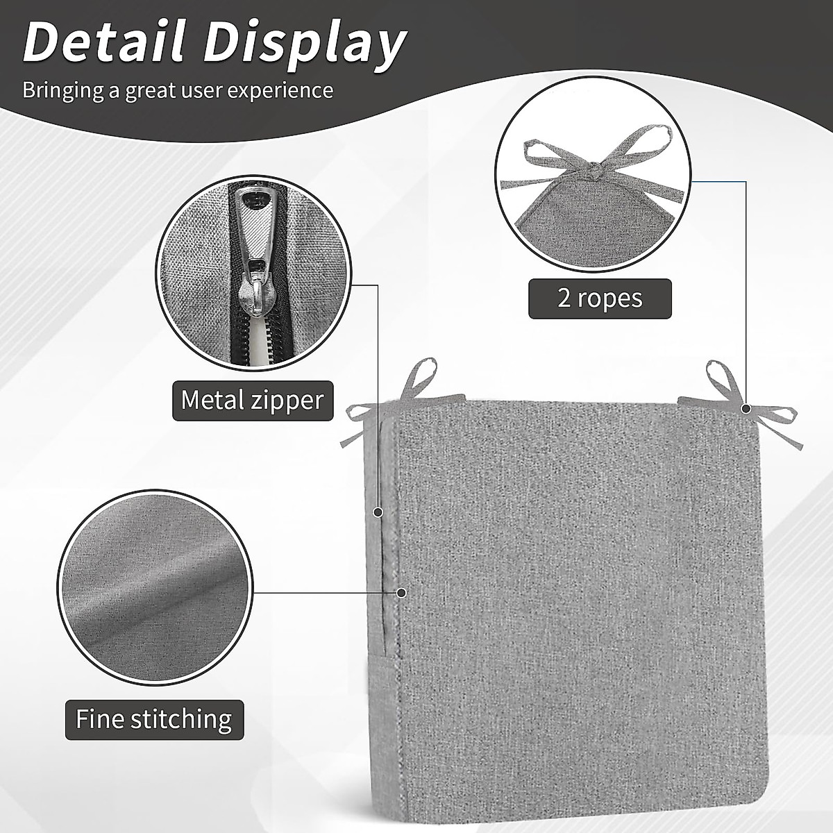 BRUXOLAY 3 Pack Patio Outdoor Cushion Covers, Waterproof and Fade Resistant Patio Furniture Cushion Covers for 4 Pack 4 Seat Wicker Rattan Patio Furniture, Only Cover 36x18x2,18x18x2,Gray