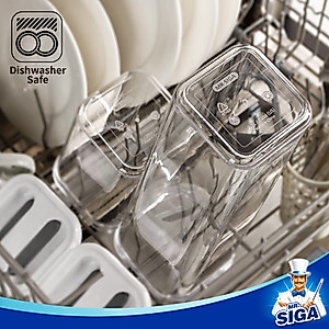 MR.SIGA 2 Pack Airtight Food Storage Container Set, BPA Free Kitchen Pantry Organization Canisters, One-handed Airtight Cereal Spaghetti Storage Containers, 2.1 L / 72oz, White