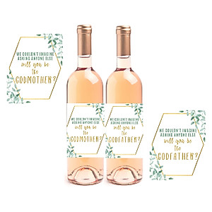 Set of 2 Godparent Proposal Gift Wine Bottle Labels - Perfect Way to Surprise Your Child’s Godmother and Godfather - Pregnancy Announcement Gift Ideas for Godparents - Will You Be The Godparents Gift