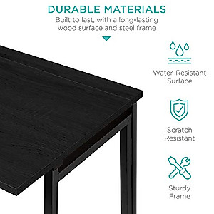Best Choice Products 31.5in Folding Drop Leaf Desk Table, Computer Workstation for Home Office w/Wood Table Top, Back Shelf, Portable, Space Saving - Black/Black
