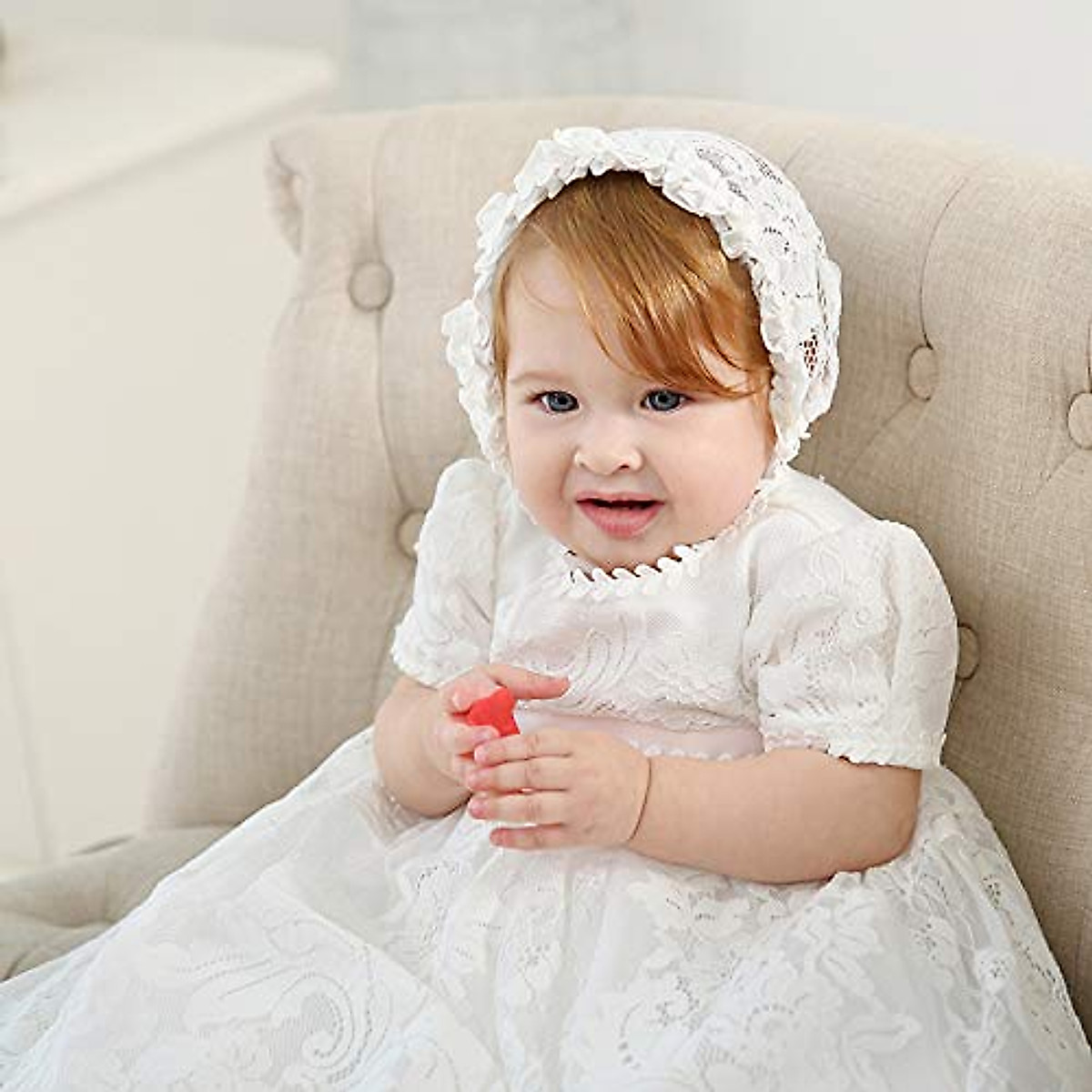 CareCheer Baby Girl Christening Dress Baptism Dedication Blessing Gown Flower Girl Special Occasion Dresses (16-20 Months)