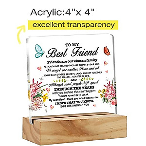 Best Friend Gift Friendship Desk Decor Friends are Our Chosen Family Acrylic Desk Plaque Sign with Wood Stand Home Office Table Desk Sign Keepsake