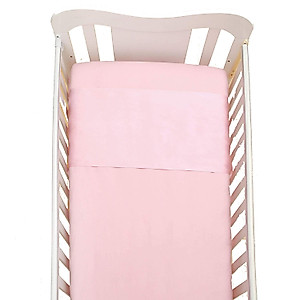 Cozysilk 100% Cotton Crib Fitted Sheet for Standard Crib and Toddler Mattresses, with 100% Mulberry Silk Slip for Preventing Baby Bald Spots, Pink