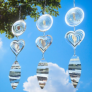 Bird Deterrents for Outside, Reflective 3D Stainless Steel Wind Spinners, Garden Decor, Bird Scare Devices to Keep Woodpeckers, Pigeons Away from Your House, Patio, Orchards