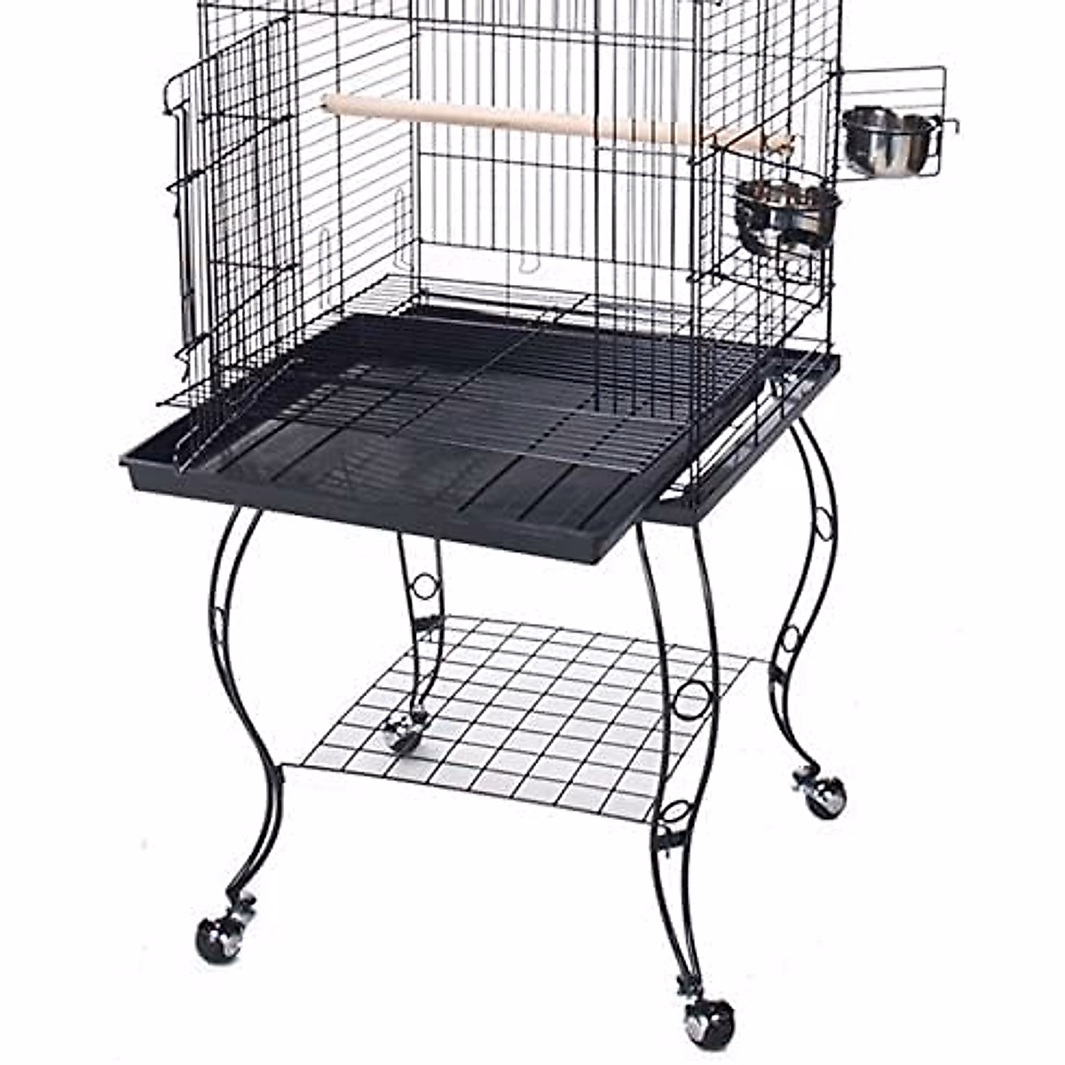 Large Open Dome Style Parrot Bird Cage with 5/8-Inch Bar Spacing for Quaker Cockatiel Indian Ring Neck Sun Parakeet Green Cheek Conures Lovebirds Budgies Canary Finch Parrotlet Portable Bird Cage