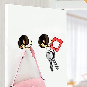 Yencoly Door Wall Hanger, Stainless Steel + Zinc Alloy Adhesive Hanger Hang Door Wall Kitchen Bathroom Kitchen Stand Storage Stainless Steel + Zinc Alloy Adhesive Hanger(Gold)