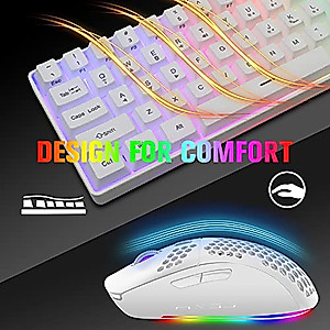 L500 Wireless Gaming Keyboard and Mouse Combo, 2200mAh Mini 61 Keys Mechanical Feeling Keyboard with Bluetooth 5.1&2.4G Wireless Dual Modes,RGB Backlit Wireless Lightweight Gaming Mouse for PC/Gamer
