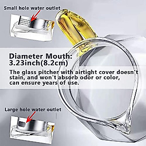 Jitejoe Glass Pitcher 61oz Large Carafe with Lid Easy Clean Heat Resistant Borosilicate Boiling Glassware Water Jug for Juice,Milk,Coffee,Ice Iced Tea,Lemonade,Cold or Hot Beverages (61oz Carafe)