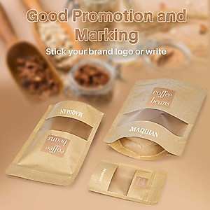 MAQIHAN 24 Stand Up Pouches Bags - 7"×10" Resealable Ziplock Kraft Paper Bags with Window Food Packaging Homemade Bagel Bread Cookie Candy Tea Herb Spice Coffee Jerky Dog Treat Bags Small Business