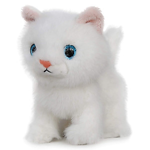 Ice King Bear Fluffy Little Cat Stuffed Animal Small Plush Toy 6 Inches (White)