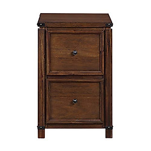 OSP Home Furnishings Baton Rouge 2 Drawer File Cabinet with Rustic Design and Metal Accents, Brushed Walnut