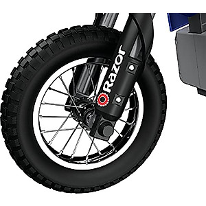 Razor MX350 Dirt Rocket Electric Motocross Off-road Bike for Age 13+, Up to 30 Minutes Continuous Ride Time, 12" Air-filled Tires, Hand-operated Rear Brake, Twist Grip Throttle, Chain-driven Motor