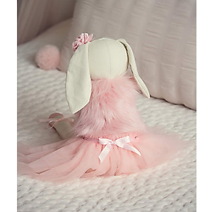 Inspired by Jewel - Lilly The Bunny | Beautiful Cream Cotton Linen Plush Doll with Floppy Ears, Arms & Legs | Authentic Pink Ballerina Tutu, Slippers & Cuddly Fur Top | Soothing Hand Stitched Face