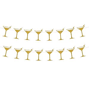 Adachffy Golden Martini Cup Banner Garland for Bachelorette Party Decorations, Bridal Shower, Martini Birthday Party,Cocktail Parties Decor