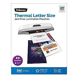 Fellowes® ImageLast UV Thermal Laminating Pouches, Letter Size, 9" x 11-1/2", 3 Mil, Clear, Pack of 160 Pouches