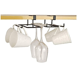 Yopay 2 Pack Wine Glass Rack Under Cabinet, 6 Rows Wine Glass Holder, Hanging Storage Stemware Holder for Shelf Bar Kitchen