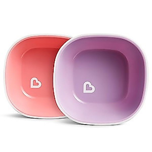 Munchkin® Splash™ 4 Piece Toddler Divided Plate and Bowl Dining Set, Pink/Purple