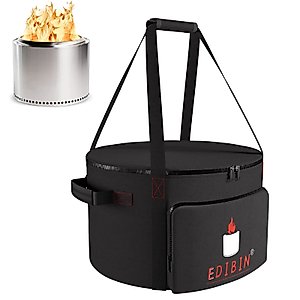 Outdoor Smokeless Fire Pit Bag Compatible with Solo Stove Bonfire Fire Pit W x 19.5 Inch,H x 14 Inch Smokeless Fire Pit, Natural Wood Burning Firebowl(Only Bag)