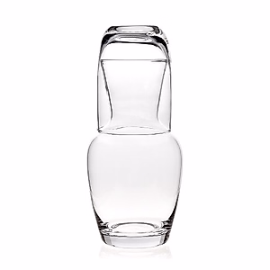Trinkware Bedside Carafe With Tumbler - Clear Glass - 2 Piece Water Pitcher And Cup Night Set
