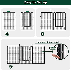 FXW Decorative Garden Metal Fence Temporary Animal Barrier for Yard, 5 Panels+1 Gate, 14'(L)×40"(H), Black