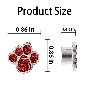 zipelo 4 Pack Car Tire Valve Stem Caps, Bling Diamond Bear Paw Tire Valve Caps, Zinc Alloy Crystal Rhinestone Dog Paw Valve Stem Caps, Universal Accessories for Motorcycle Truck Bicycle (Red)