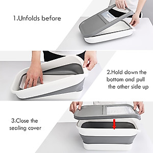 Micnaron Dog Food Storage Container, 13 LB Collapsible Pet Food Container Airtight Food Storage Bin with Lids Locking Bowl Kitchen Cereal Rice Dry Holder with Bowl & Shovel & Measuring Cup