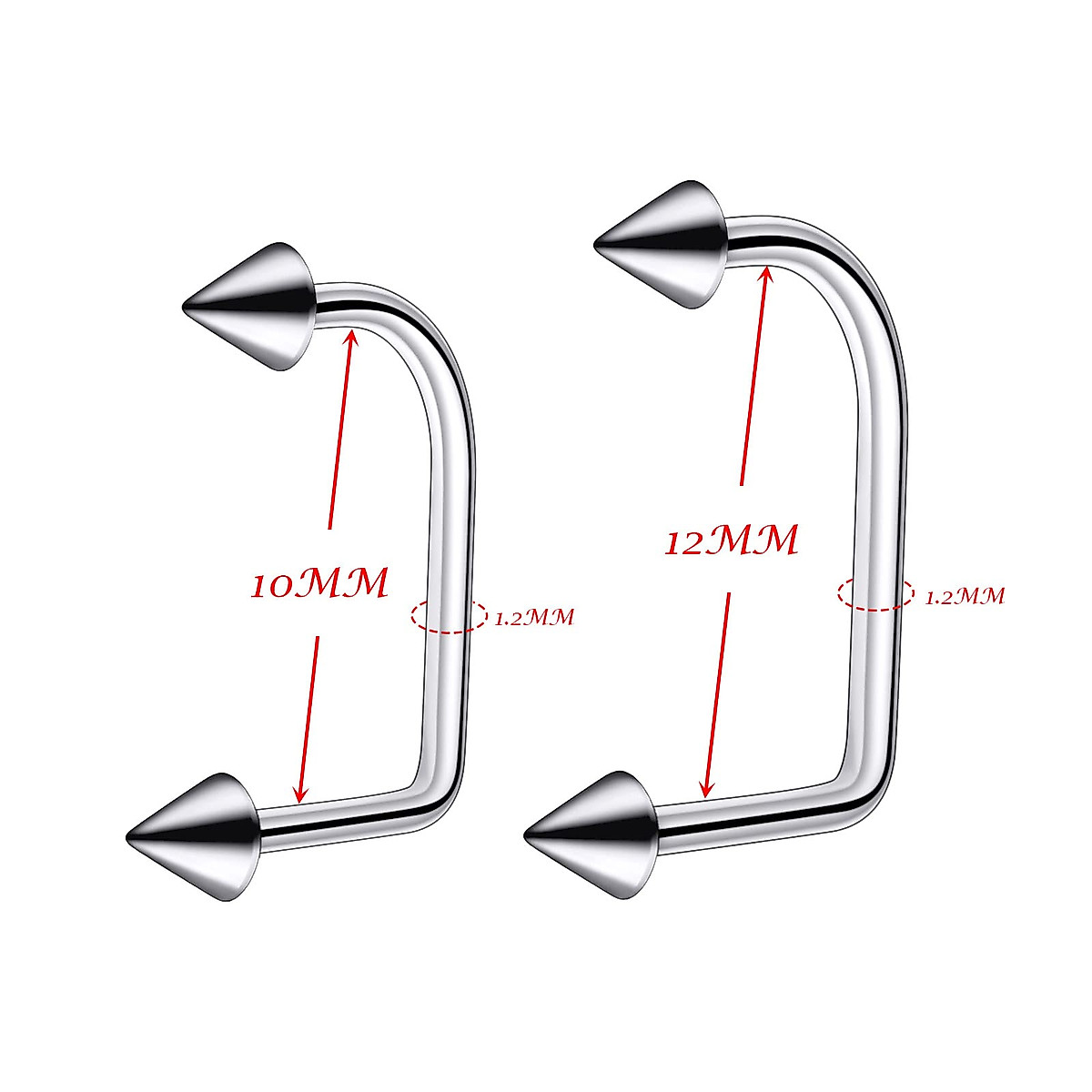 Oyaface 4 PCS 16G(1.2mm) Lip Ring Stainless Steel Monroe Labret Lippy Loop U Shape Rings Piercing Jewelry Black Silver 10mm