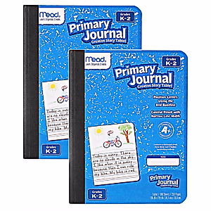 Mead Primary Journal Kindergarten Writing Tablet 2 Pack of BLUE Primary Composition Notebook for Grades K- 2, 100 Sheets (200 Pages) Creative Story Notebooks for Kids, 9 3/4 in by 7 1/2 in.