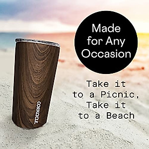 Corkcicle Tumbler, Triple-Insulated, Thermal Travel Mug, Keeps Drinks Cold for 9+ Hours and Hot for 3 Hours, Walnut Wood, 16 oz