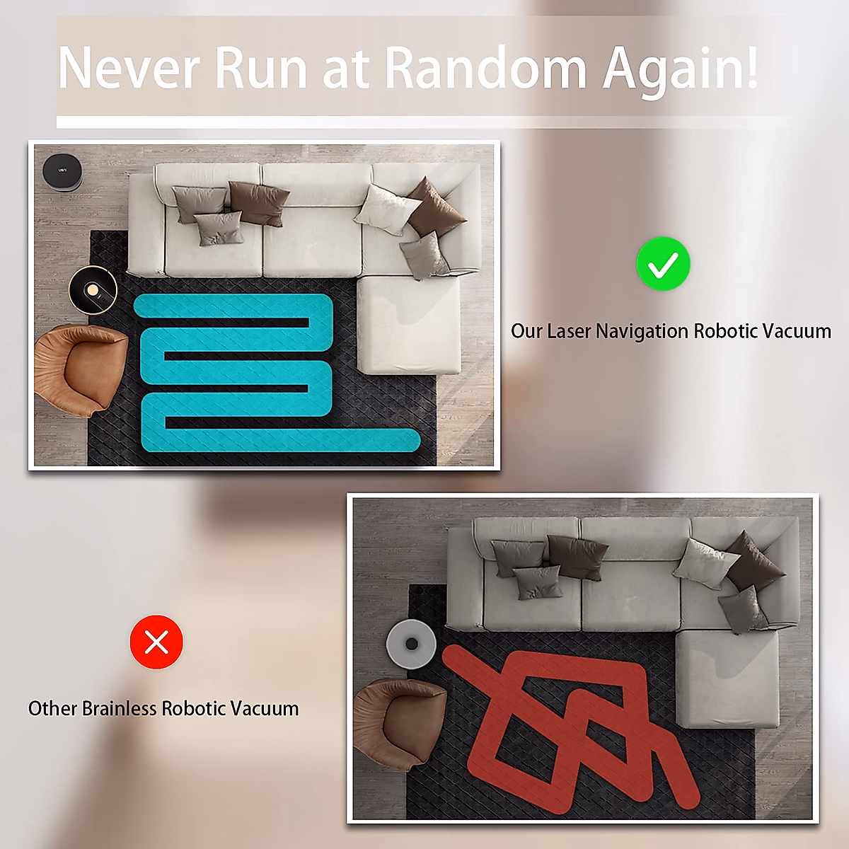 UONI V980Plus Robot Vacuum Cleaner with Self-Emptying Dustbin - Lidar Navigation Robotic Vacuums Multi-Floor Mapping 2700Pa Strong Suction with No-Go Zones 190 Mins Runtime for Pet Hair