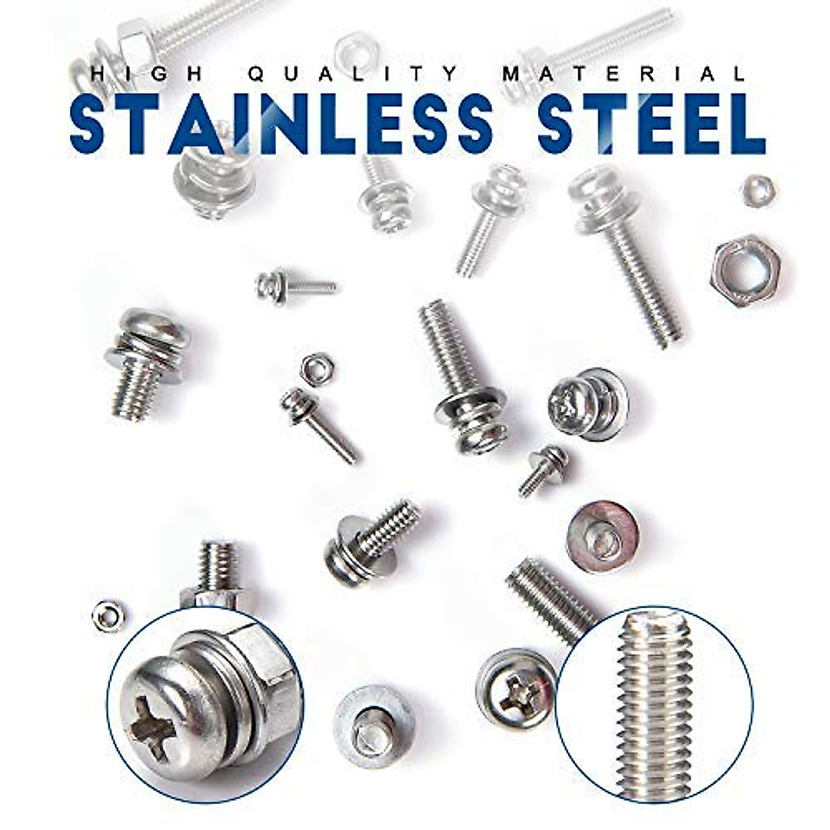 NINDEJIN 780PCS M2 M3 M4 M5 Phillips Pan Head Screws Bolt Nut Lock Flat Washers Machine Screws Assortment Kit