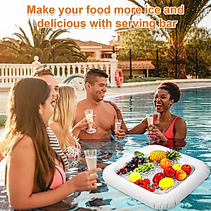 12 Pcs Inflatable Serving Bars Ice Serving Buffet with Drain Plug Inflatable Party Cooler Salad Food Drink Cooler for Parties Bbq Picnic with 2 Hand Pump, 2 Size