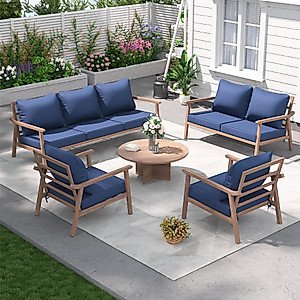 Amopatio Outdoor Cushions for Patio Furniture, 22x22 Outdoor Chair Cushions with Waterproof & Fade Resistant Cover, Deep Seat Replacement Patio Cushions with Adjustable Straps & Handle, Navy Blue