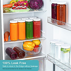 Ritayedet 6 Pack 16 Oz Glass Juicing Bottles w 6 Straws and 8 SCREW Lids w Hole(100% Airtight) Reusable Drinking Jars, Travel Water Bottles, Tall Mason Jar for Juice