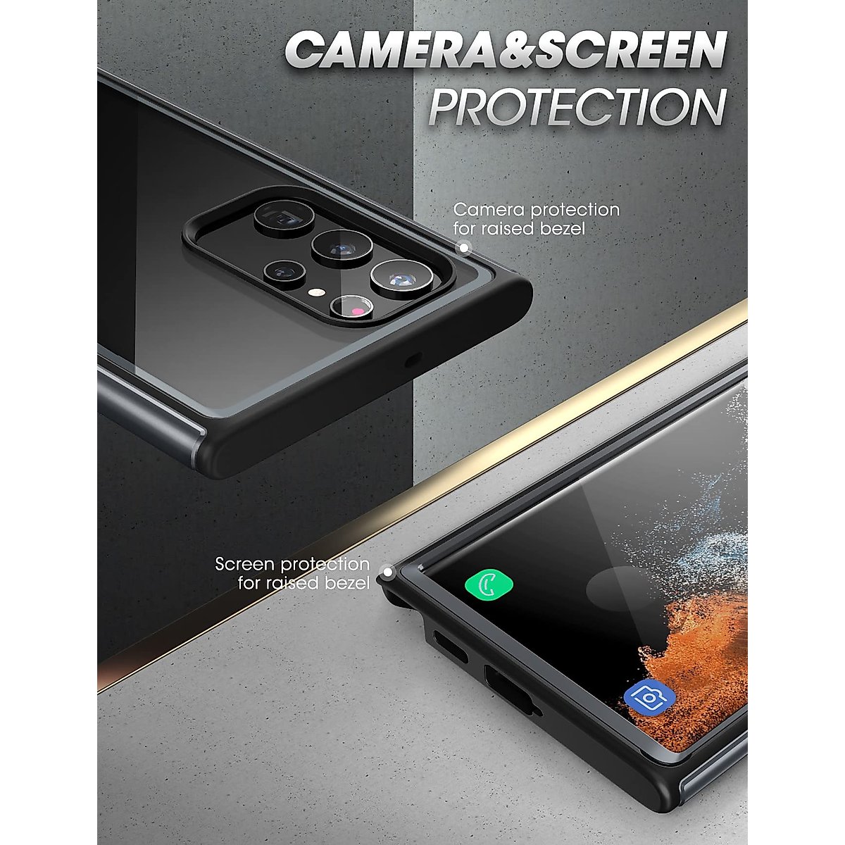 SUPCASE UB Edge Pro Series Case for Samsung Galaxy S22 Ultra 5G (2022 Release), Slim Frame Clear Protective Case with Built-in Screen Protector (Black)
