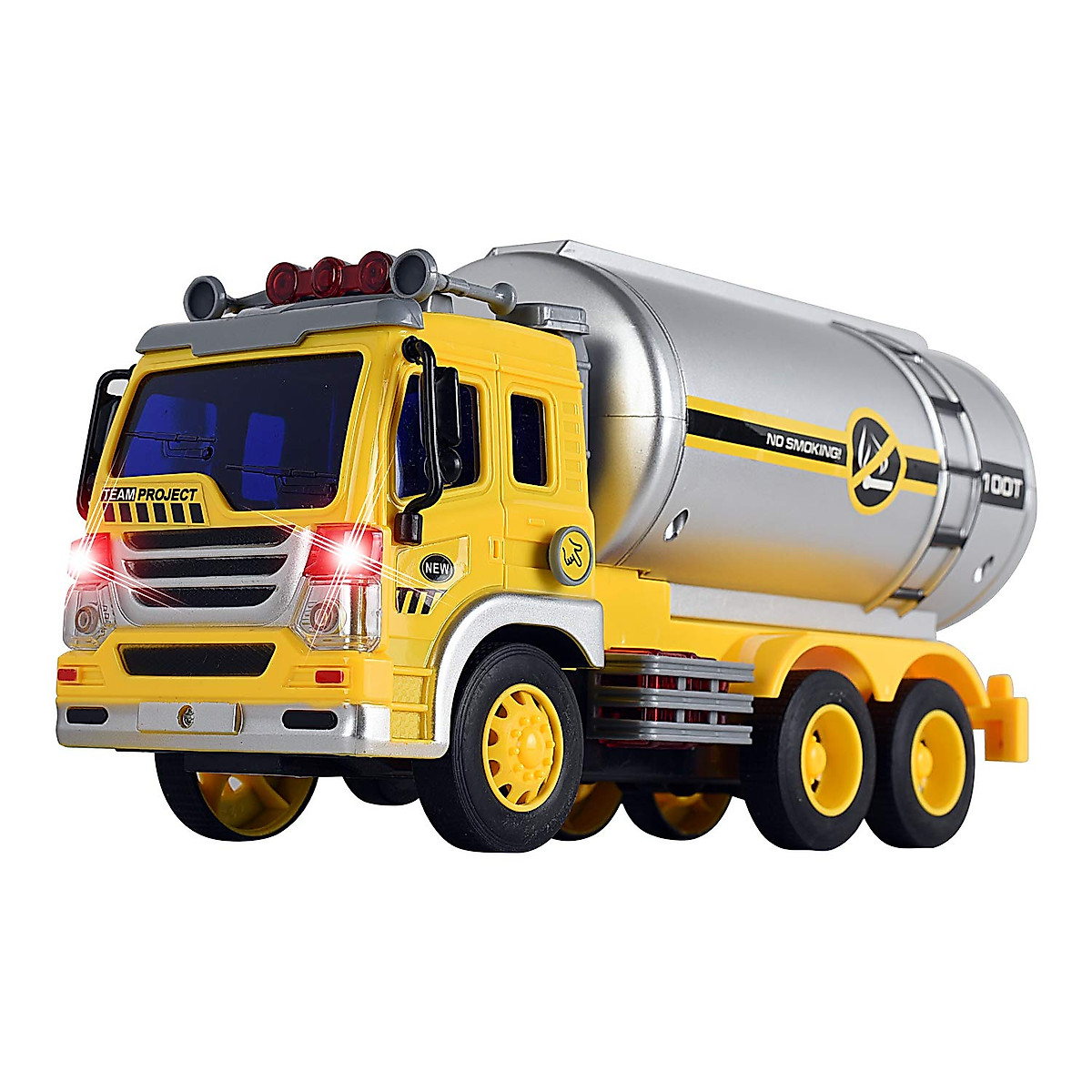 WolVolk Friction Powered Oil Tanker Truck Toy with Lights and Sounds for Kids
