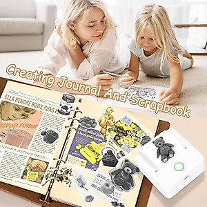 ADBAOBO Mini Sticker Printer, Portable Bluetooth Photo Printer, Pocket Thermal Printer for Study Notes, Scrapbook Supplies, Journals, Receipts, Compatible with Phone & Tablet, 1 Roll Paper, White