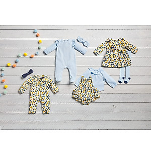 Mud Pie Baby Girl Leopard Bubble and Shirt Set, Blue, 9-12 Months