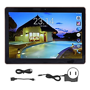 Smart Tablet, Flash CNC High Gloss Edge Body 0.3MP Front 2MP Rear Gold 5500mAh Octa Core Tablet with Plug for Daily (US Plug)