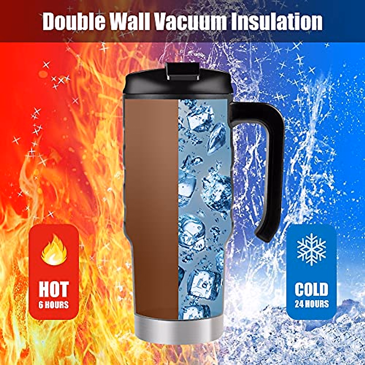 HAUSHOF Black 24 oz Travel Mug and 6PC Kitchen Knife Set