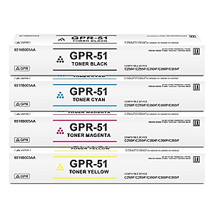 GPR-51 Toner Cartridges Set Black Cyan Magenta Yellow Compatible for Canon GPR51 8516B003AA 8517B003AA 8518B003AA 8519B003AA for ImageRUNNER Advance C250iF C255iF C350iF C350P C355iF Printer